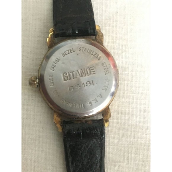 Quartz | Accessories | Vintage Gitano Ladies Quartz Watch Black Gold ...